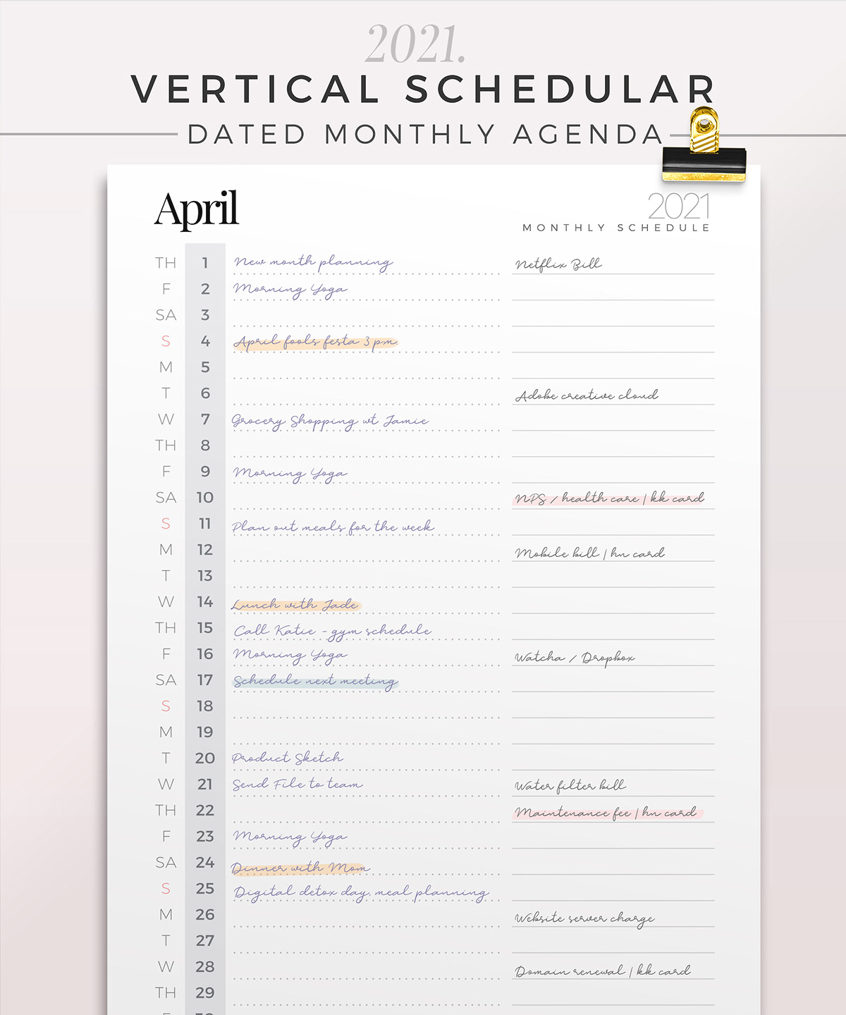 Paperly Planners - Beautiful, Productive. - 2021 Vertical Schedular