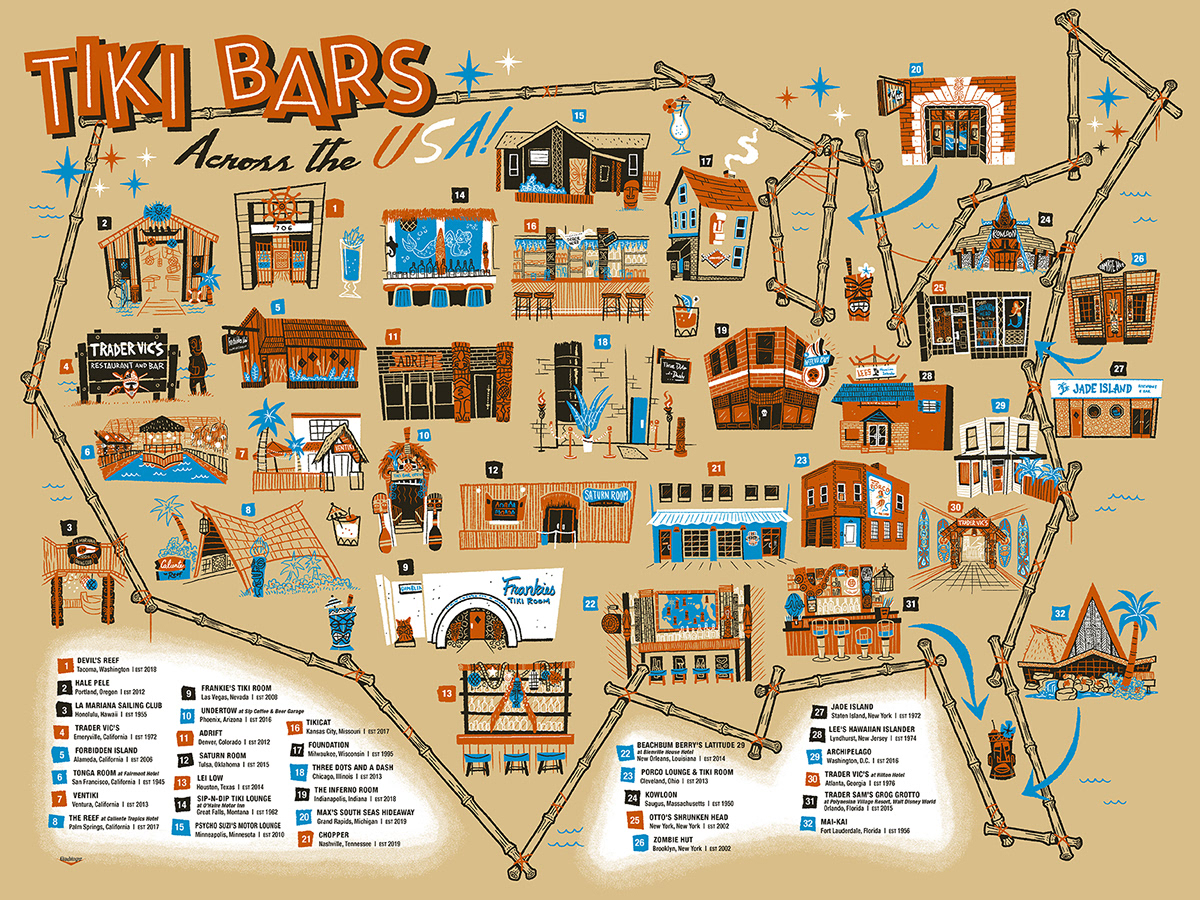 The Art Of Ian Glaubinger Tiki Bars Across The USA the-art-of-ian-glaubinger-tiki-bars-across-the-usa