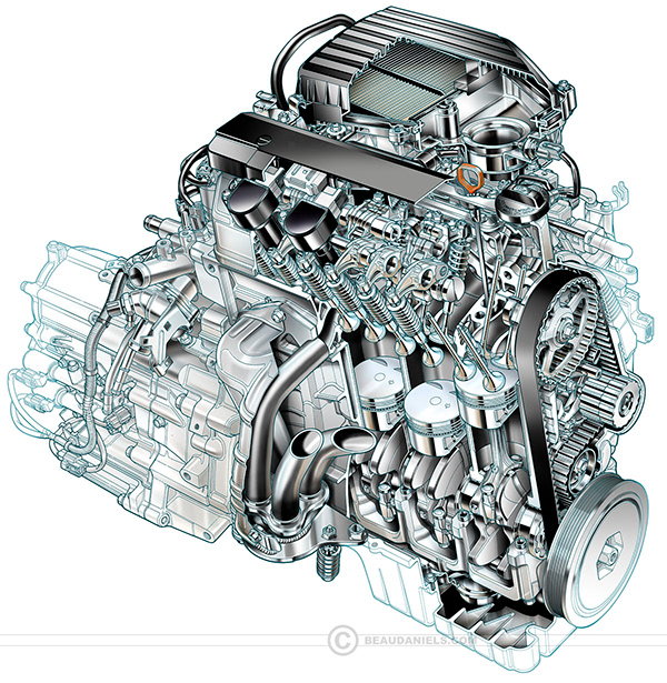 Beau and Alan Daniels illustration portfolios. - Generic car engines ...