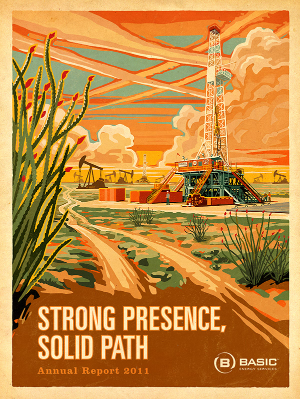 Jeff Foster illustration, retro and vintage digital artist - Basic Energy Service