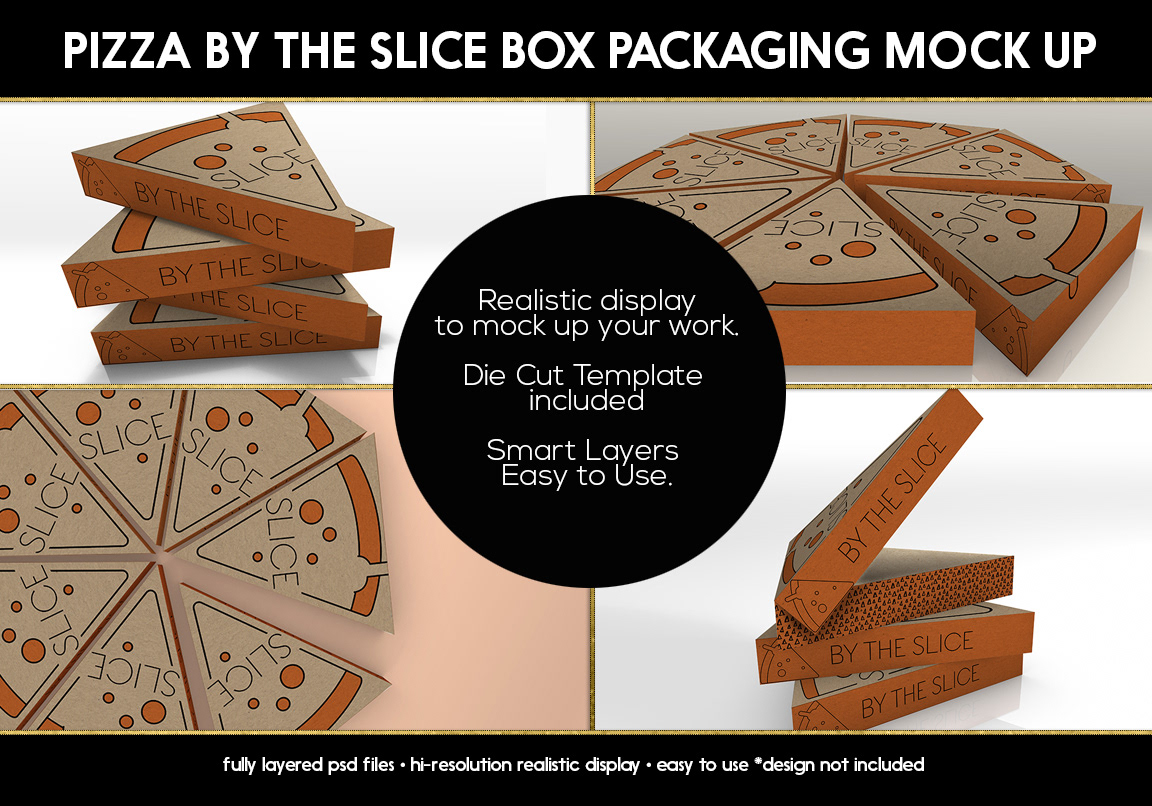 IN.C DESIGN STUDIO - Mock Up Template: Pizza by the Slice Box Packaging
