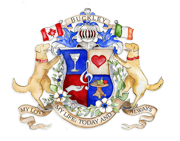 Hand painted family crests by Jamie Hansen - Buckley Family Crest
