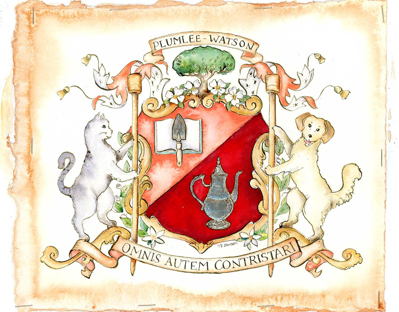 Hand painted family crests by Jamie Hansen
